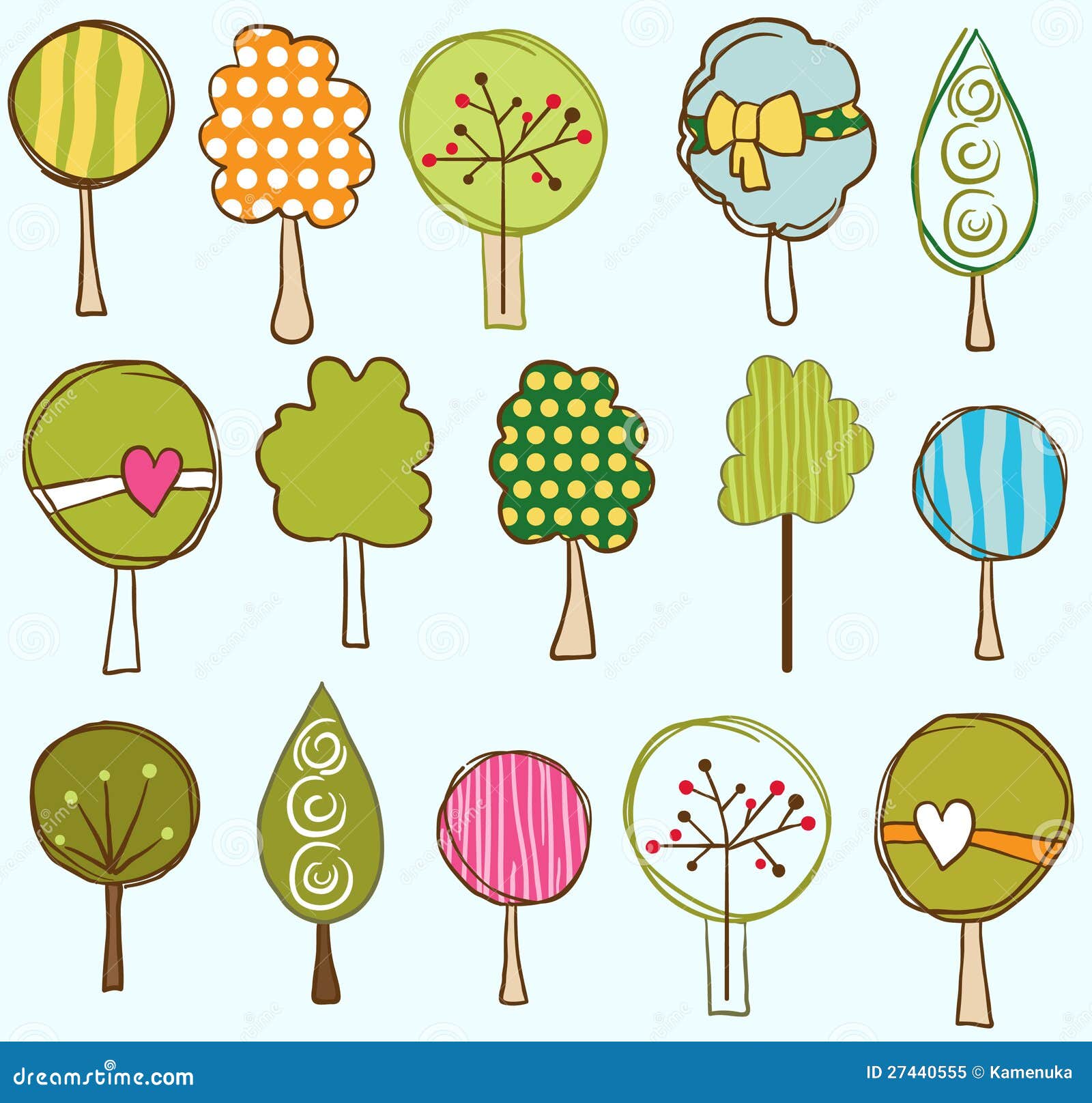 Funny Trees Cartoon Characters Collection, Comic Trees With Cute Faces ...