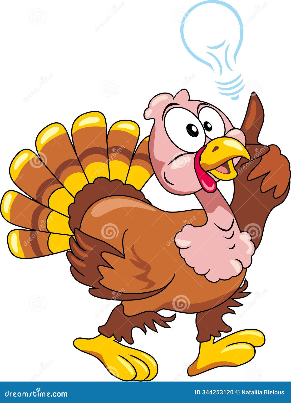 Funny Turkey Bird Cartoon Character On A Giant Spool In A Barnyard ...