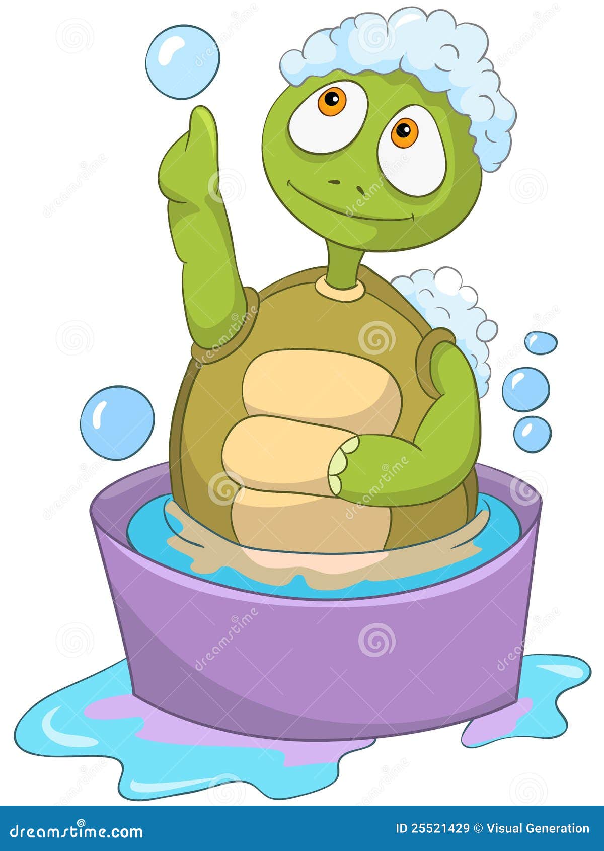 Funny Turtle. Baby Washing stock vector. Illustration of mascot - 25521429