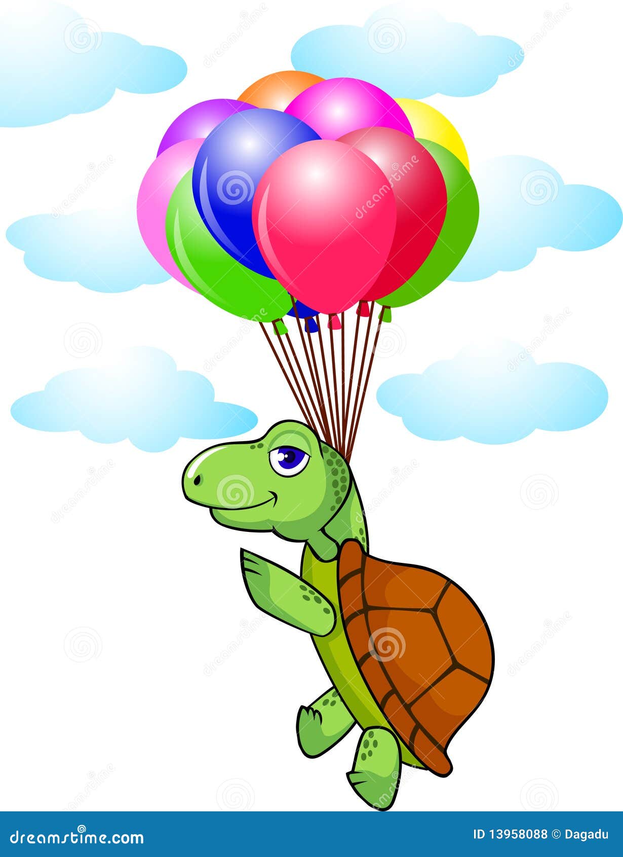 Funny turtle with balloon stock vector. Illustration of icon - 13958088