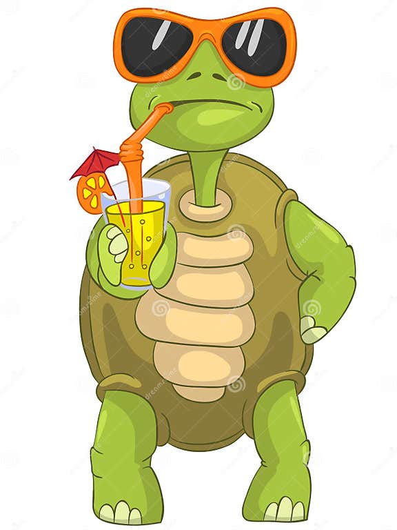 Funny Turtle Drinking Cocktail. Stock Vector - Illustration of cool ...
