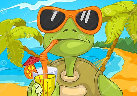 Funny Turtle Drinking Cocktail. Stock Vector - Illustration of cocktail ...