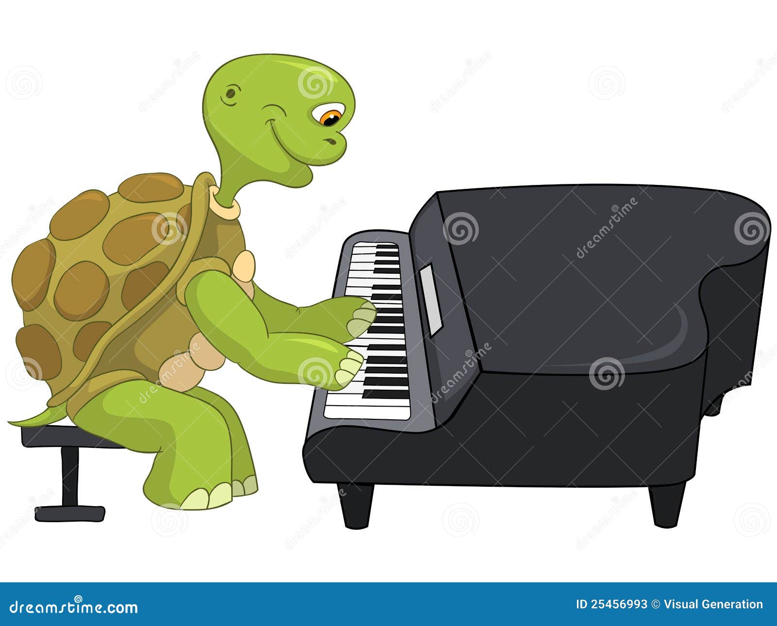 Funny Turtle. Pianist. stock vector. Illustration of instrument - 25456993