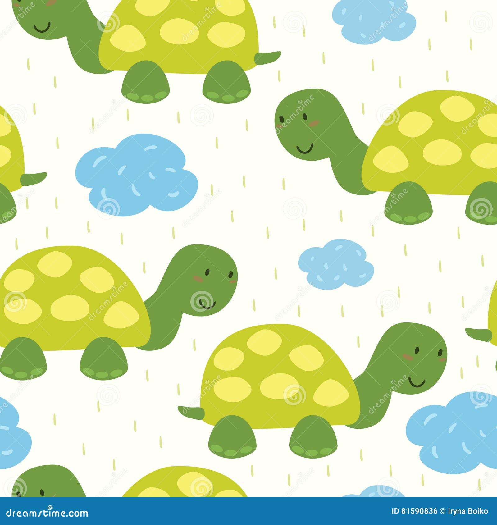 Funny Turtle Print in Cartoon Style. Pattern Stock Vector ...