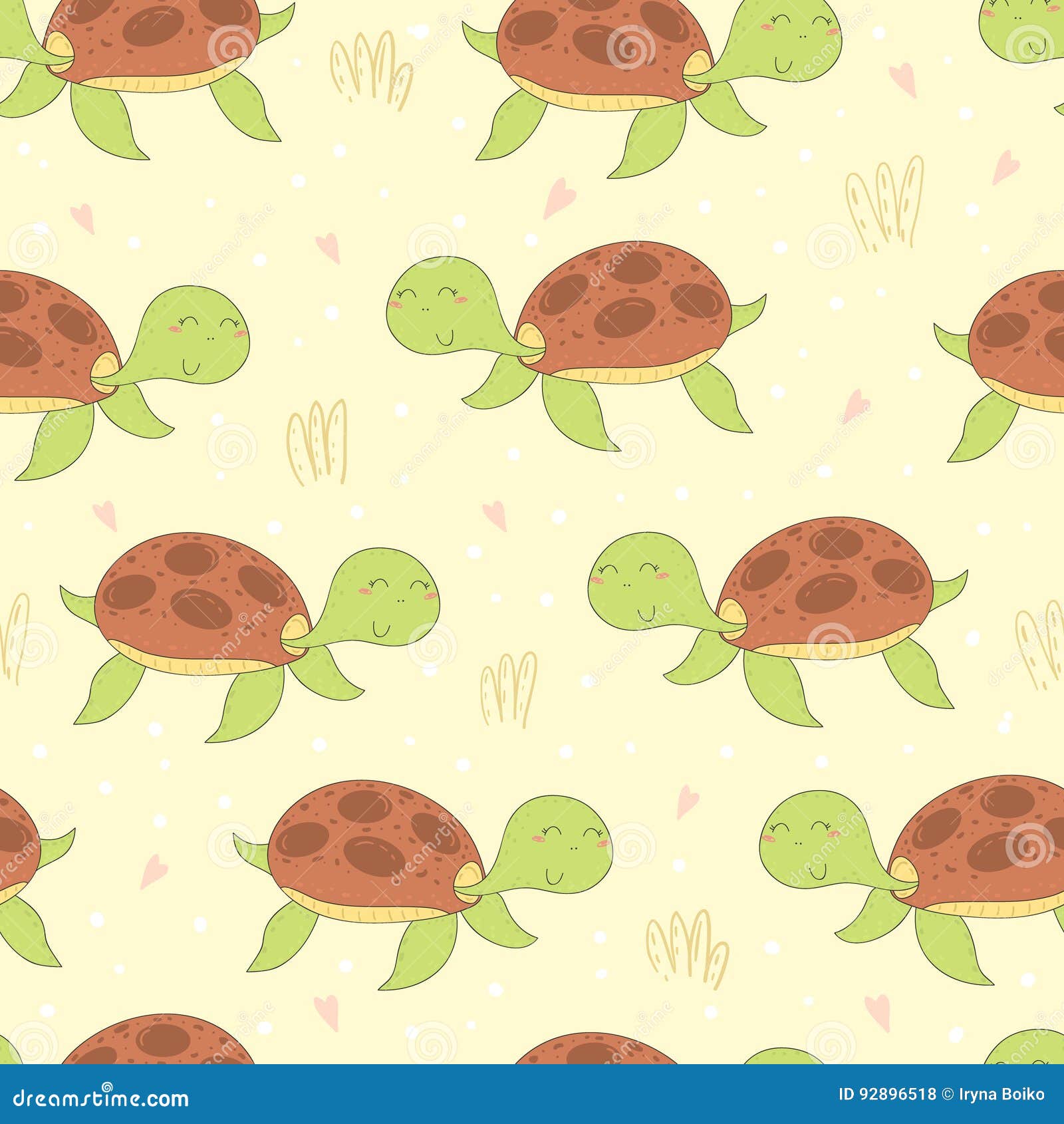 Funny Turtle Print in Cartoon Style. Pattern Stock Vector ...