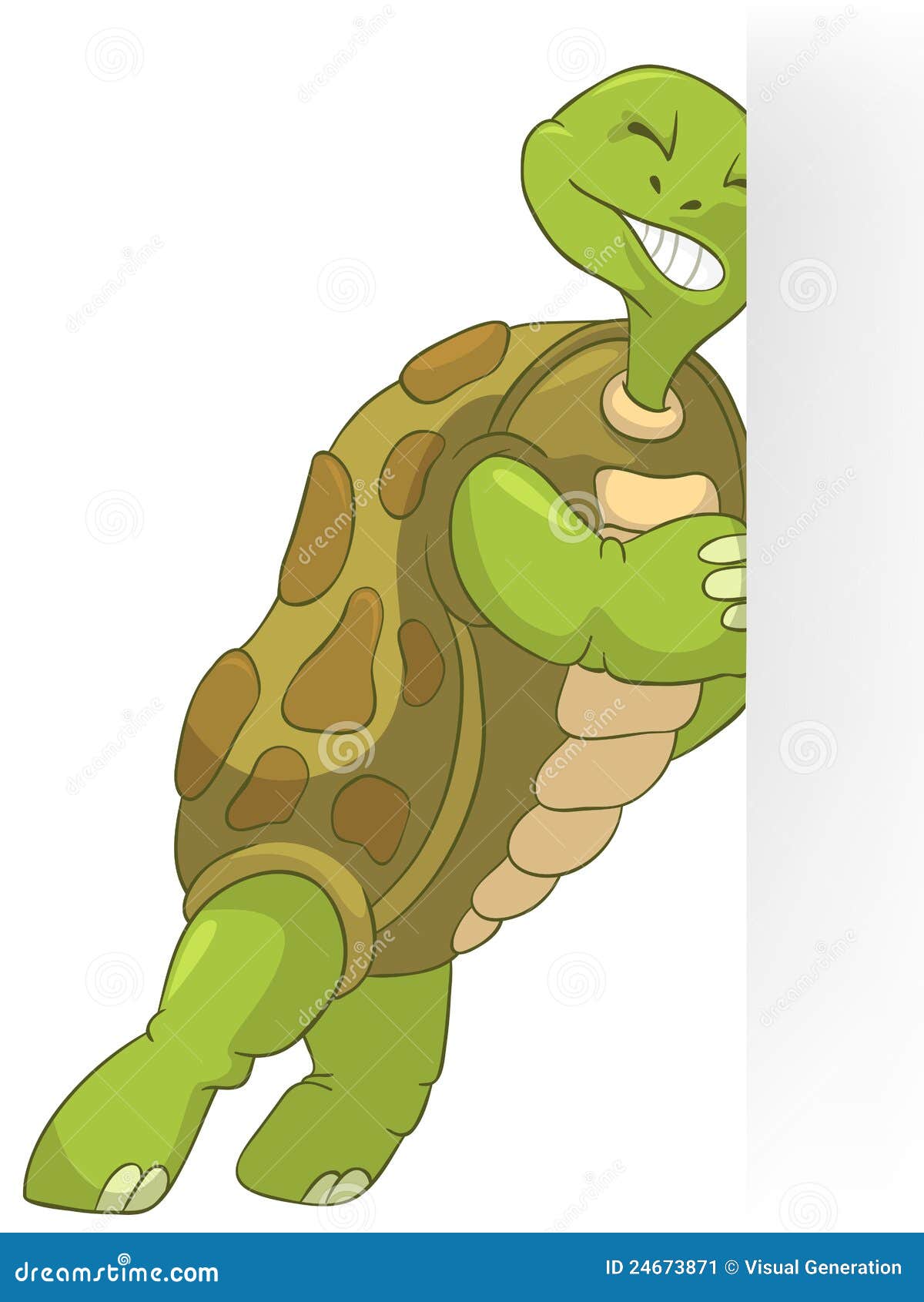 Funny Turtle. Pushing. stock vector. Illustration of endurance - 24673871