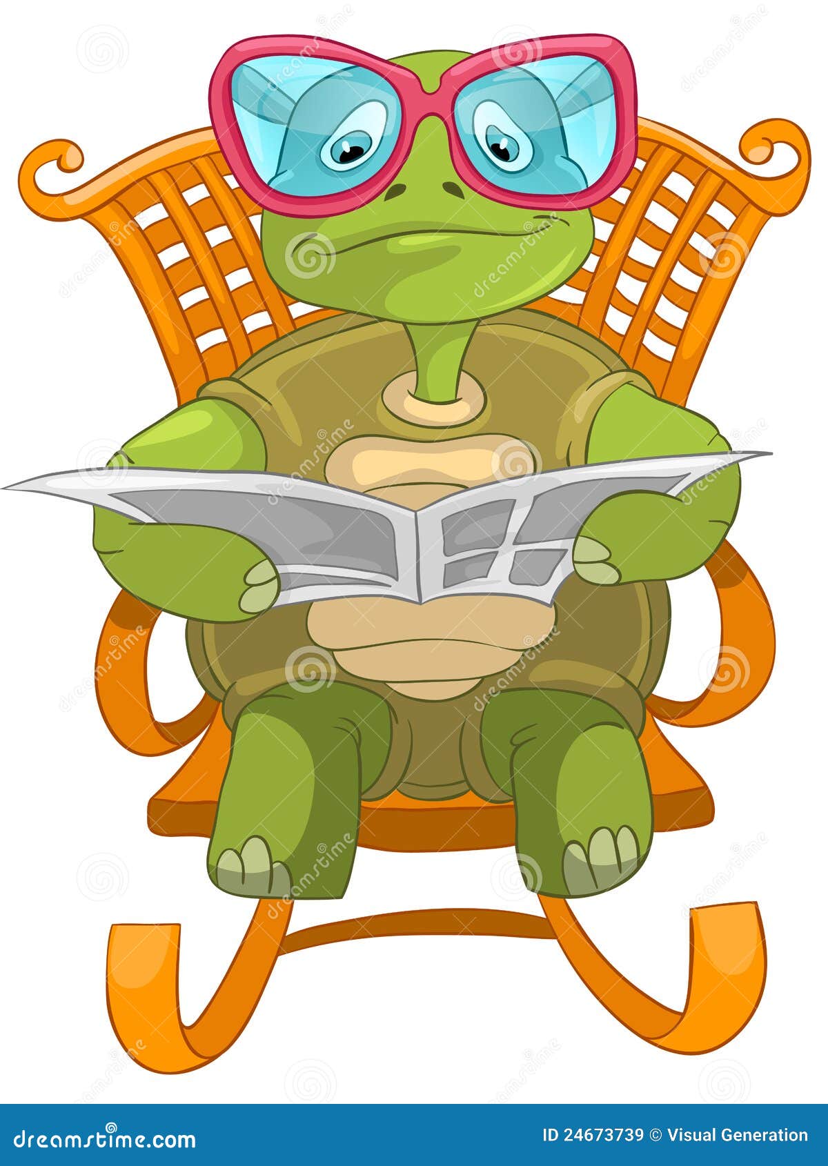 Funny Turtle Reading. stock vector. Illustration of cartoon - 24673739
