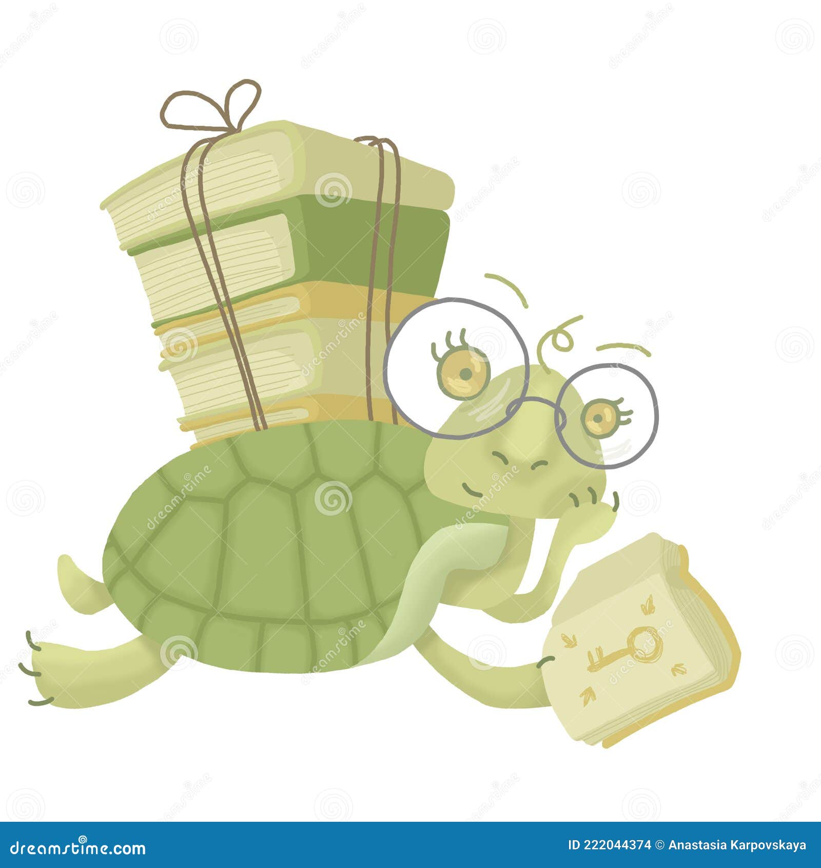 Turtle Reading A Book Isolated Coloring Page Cartoon Vector ...
