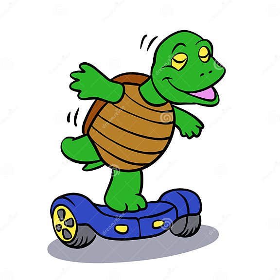 Funny Turtle Riding a Hoverboard Stock Vector - Illustration of turtles ...