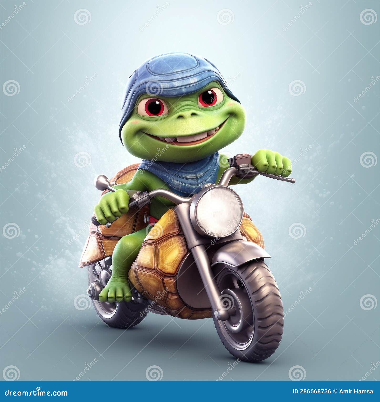 The Funny Turtle Riding Motorcycles Stock Illustration - Illustration ...