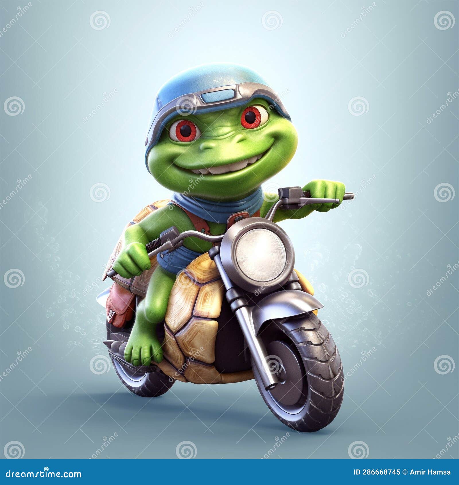The Funny Turtle Riding Motorcycles Stock Illustration - Illustration ...