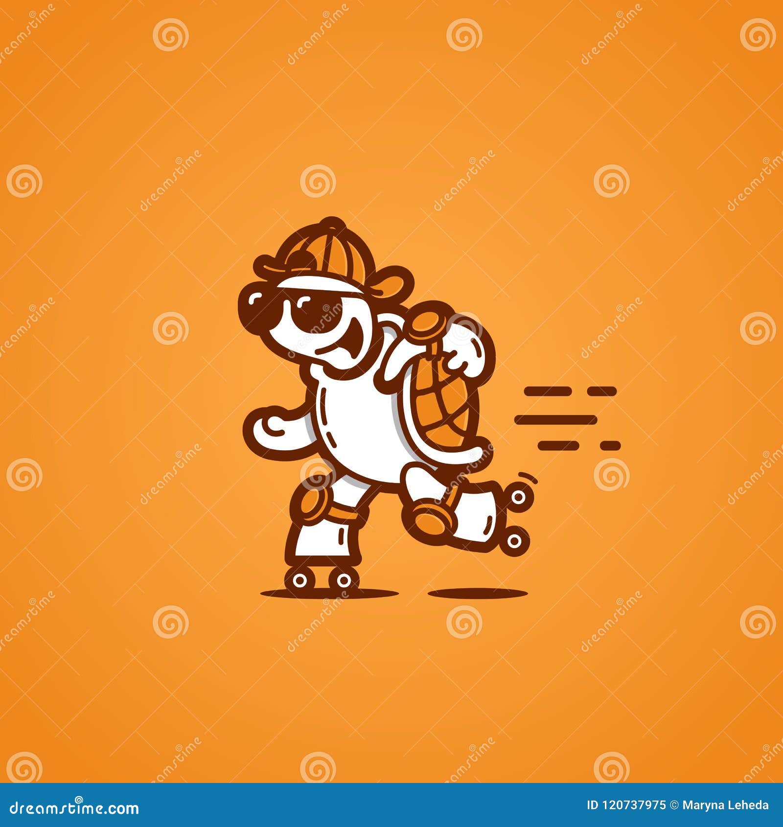 Turtle on roller skates stock vector. Illustration of skate - 120737975