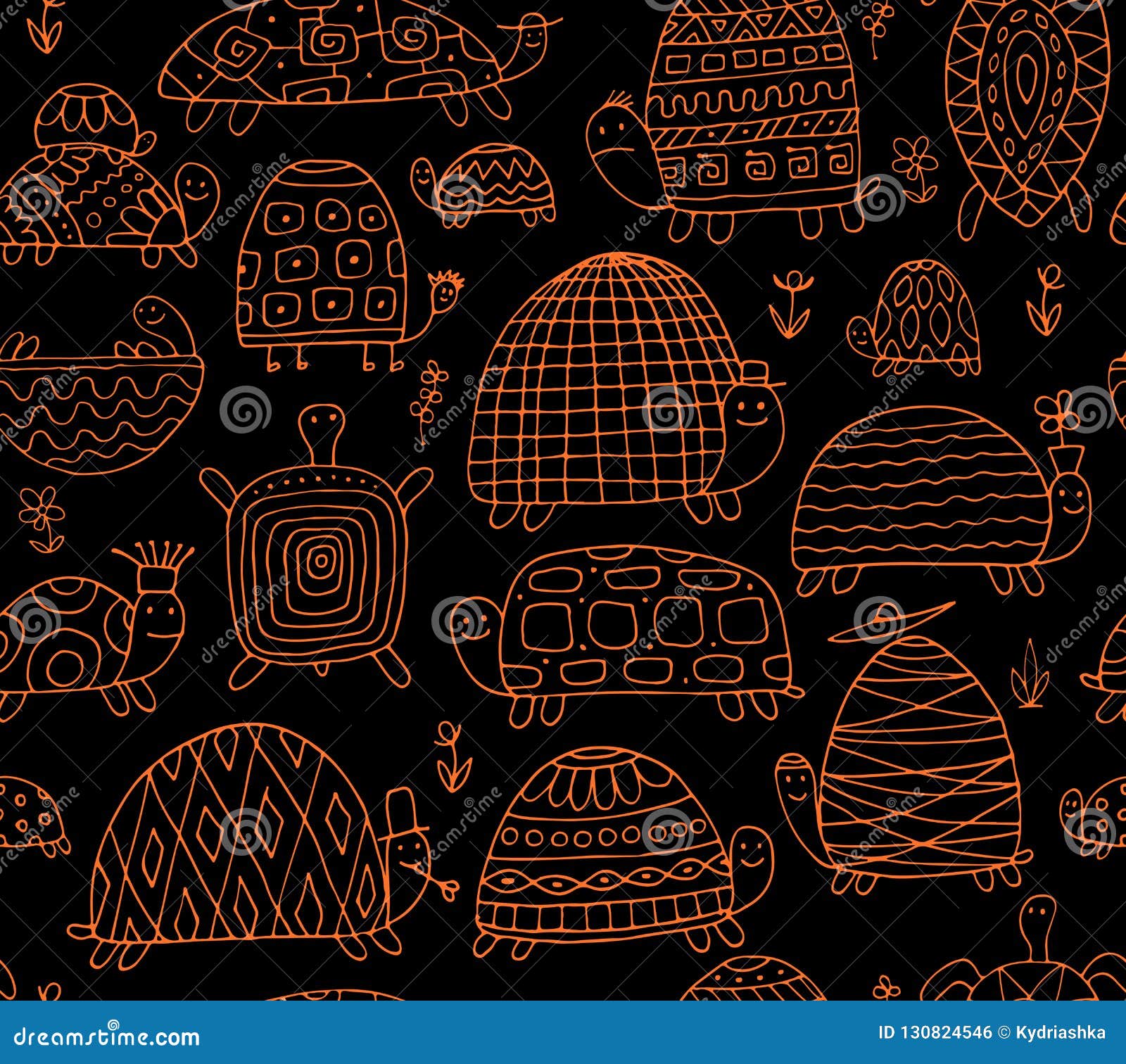 Funny Turtles Collection, Seamless Pattern for Your Design Stock Vector ...