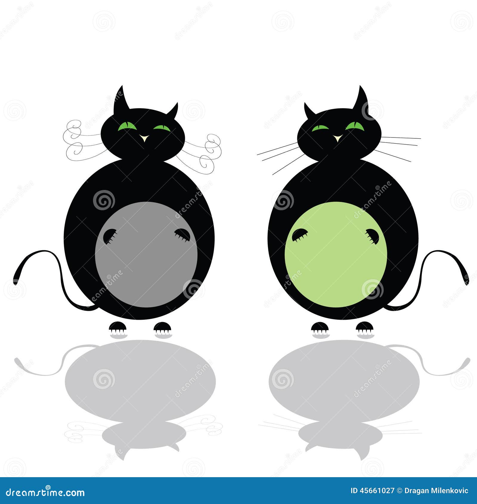 Funny two black cat vector stock vector. Illustration of black - 45661027