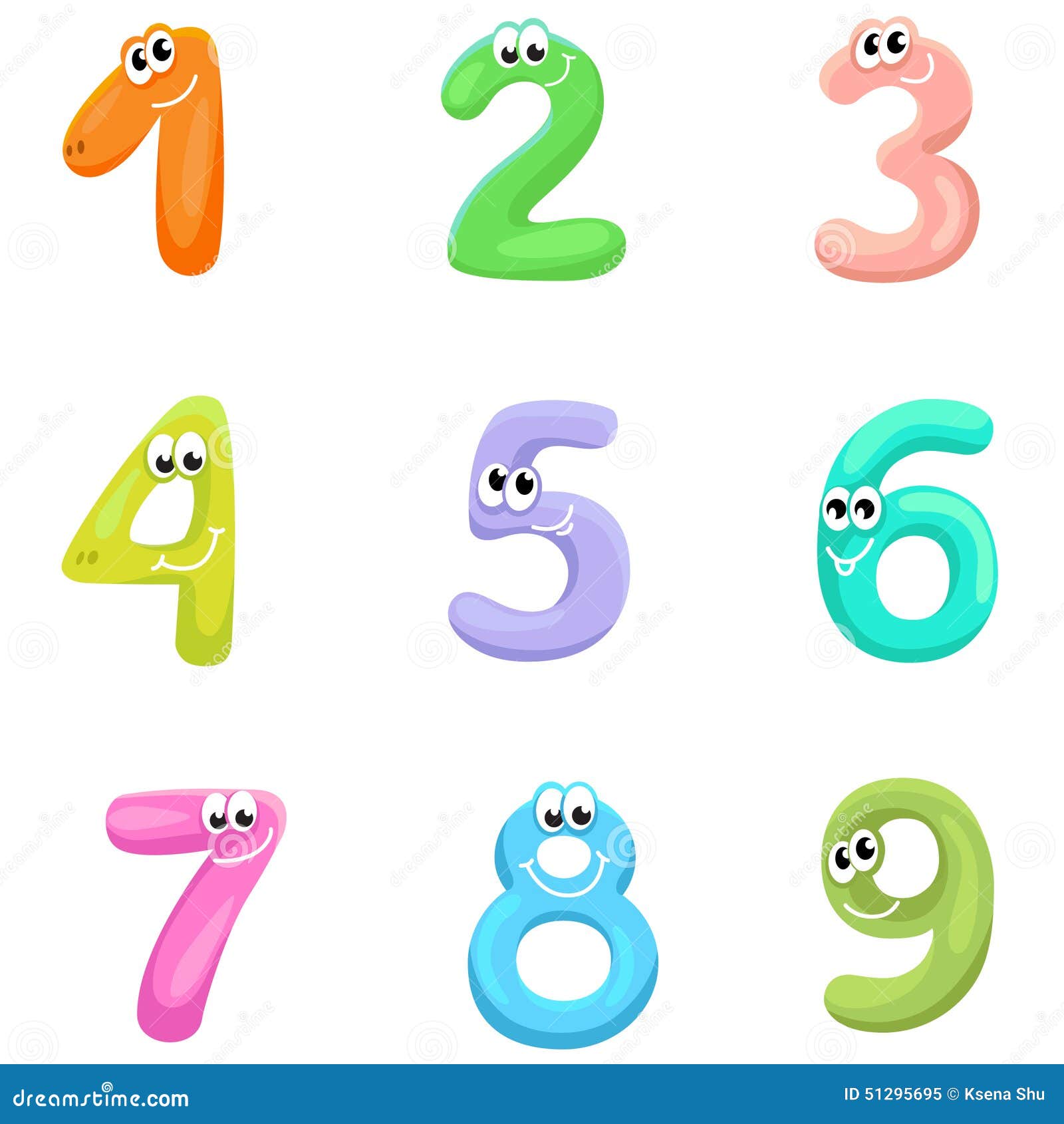 Numbers From One To Ten With Eyes And Positive Emotions. Question Mark ...