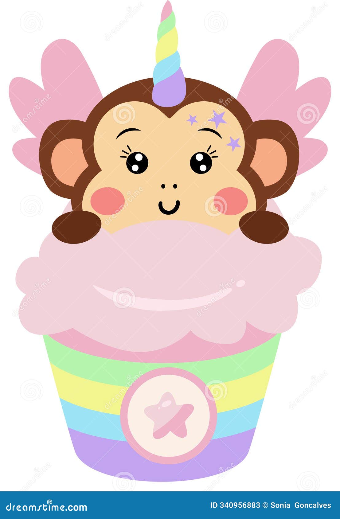 Art. Funny Unicorn Jumps Over A Rainbow. Fashion Illustration Drawing ...