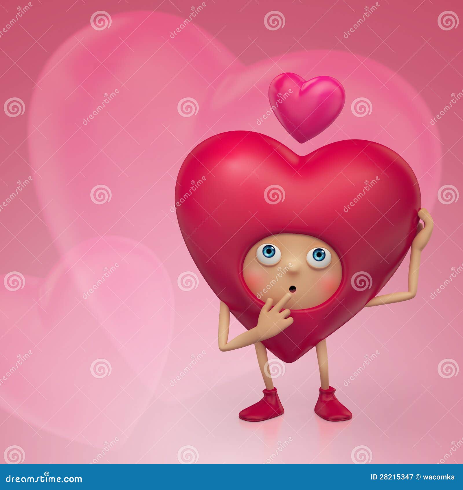 Funny Valentine Heart Cartoon Thinking Stock Illustration ...