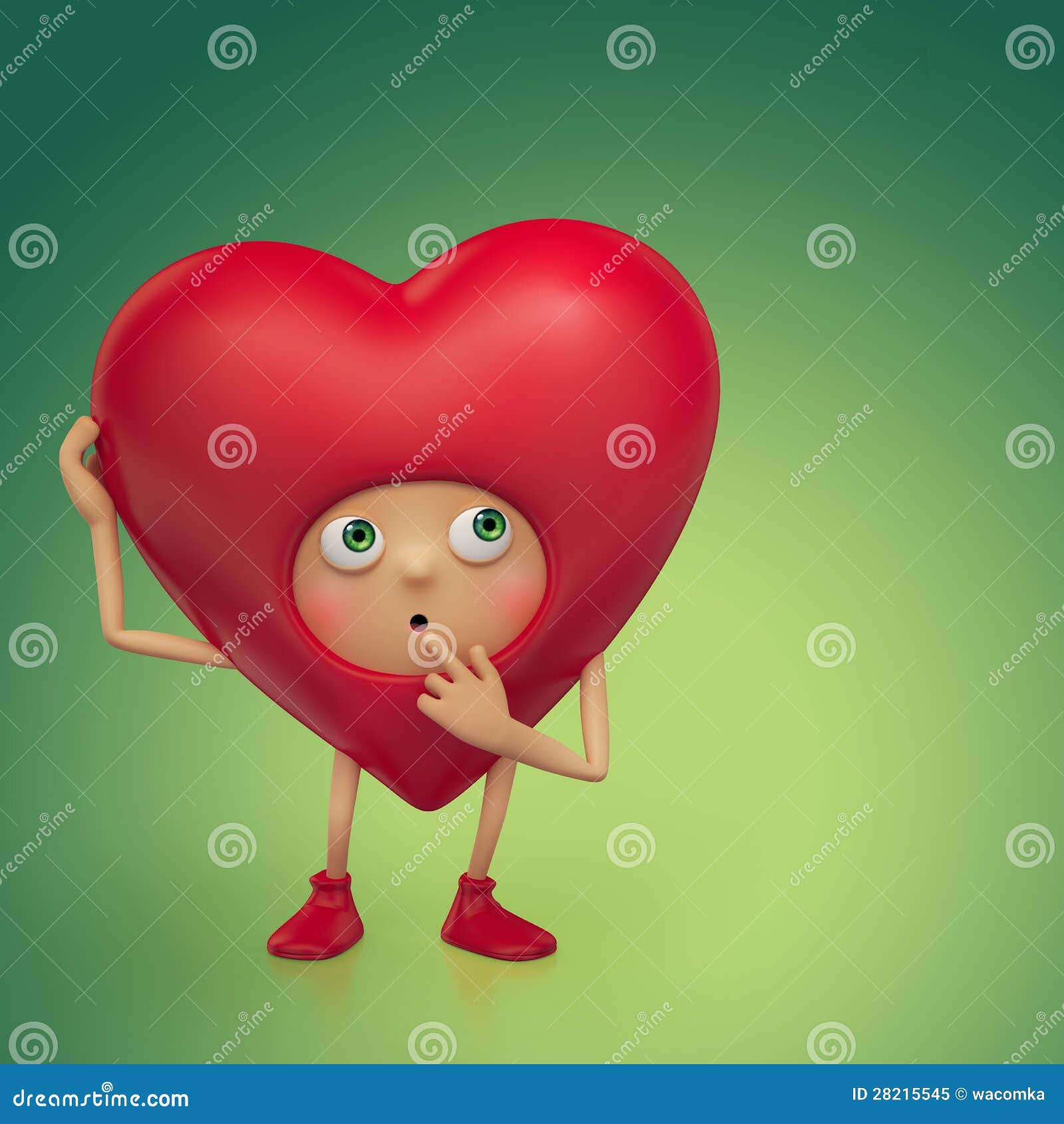 Funny Valentine Heart Cartoon Thinking Stock Illustration ...