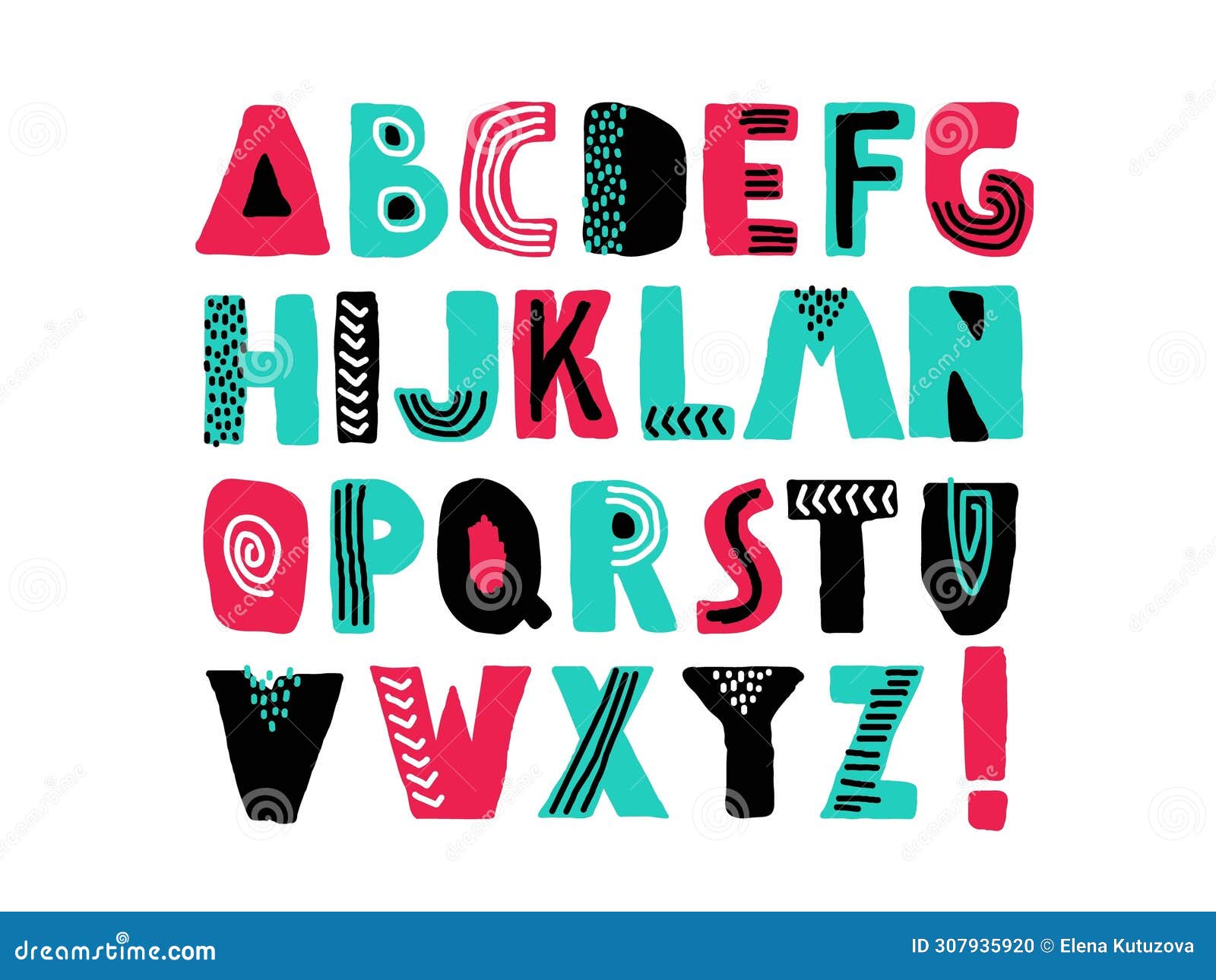 Funny Vector Alphabet, Lettering Font with Hand Drawn Elements in ... Funny Vector Alphabet, Lettering Font with Hand Drawn Elements in ...