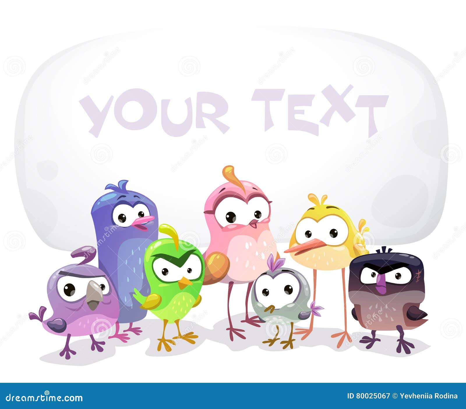 Funny Vector Banner with Cartoon Birds. Stock Vector - Illustration of ...
