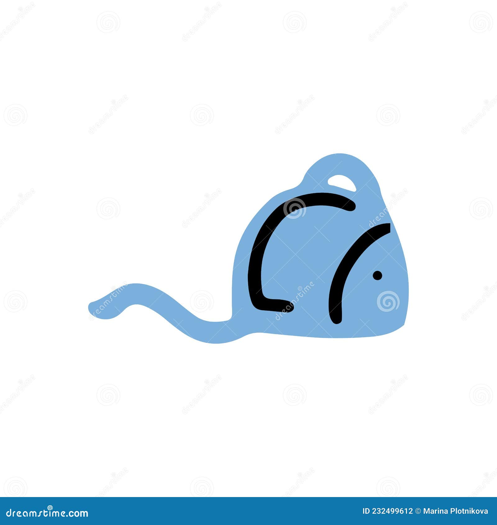 Funny Vector Illustration with Hand Drawn Blue Mouse. Doodle Vector ...