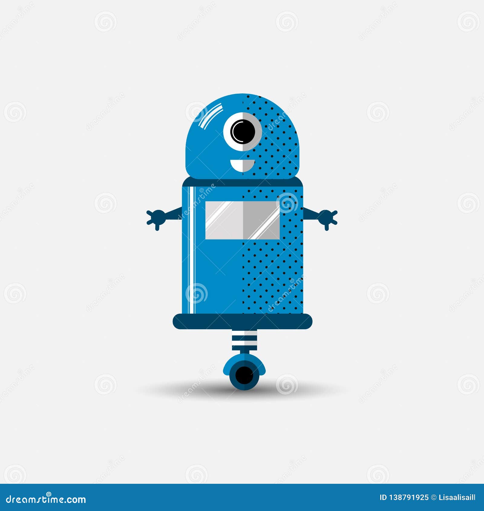 Funny Vector Robot Icon in Flat Style Isolated on Grey Background. Cute ...