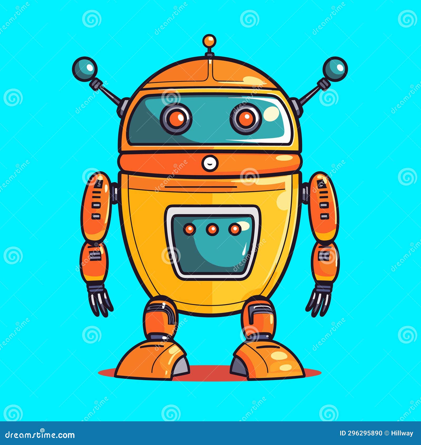 Funny Vector Robot Icon in Flat Style Isolated on Neutral Background ...