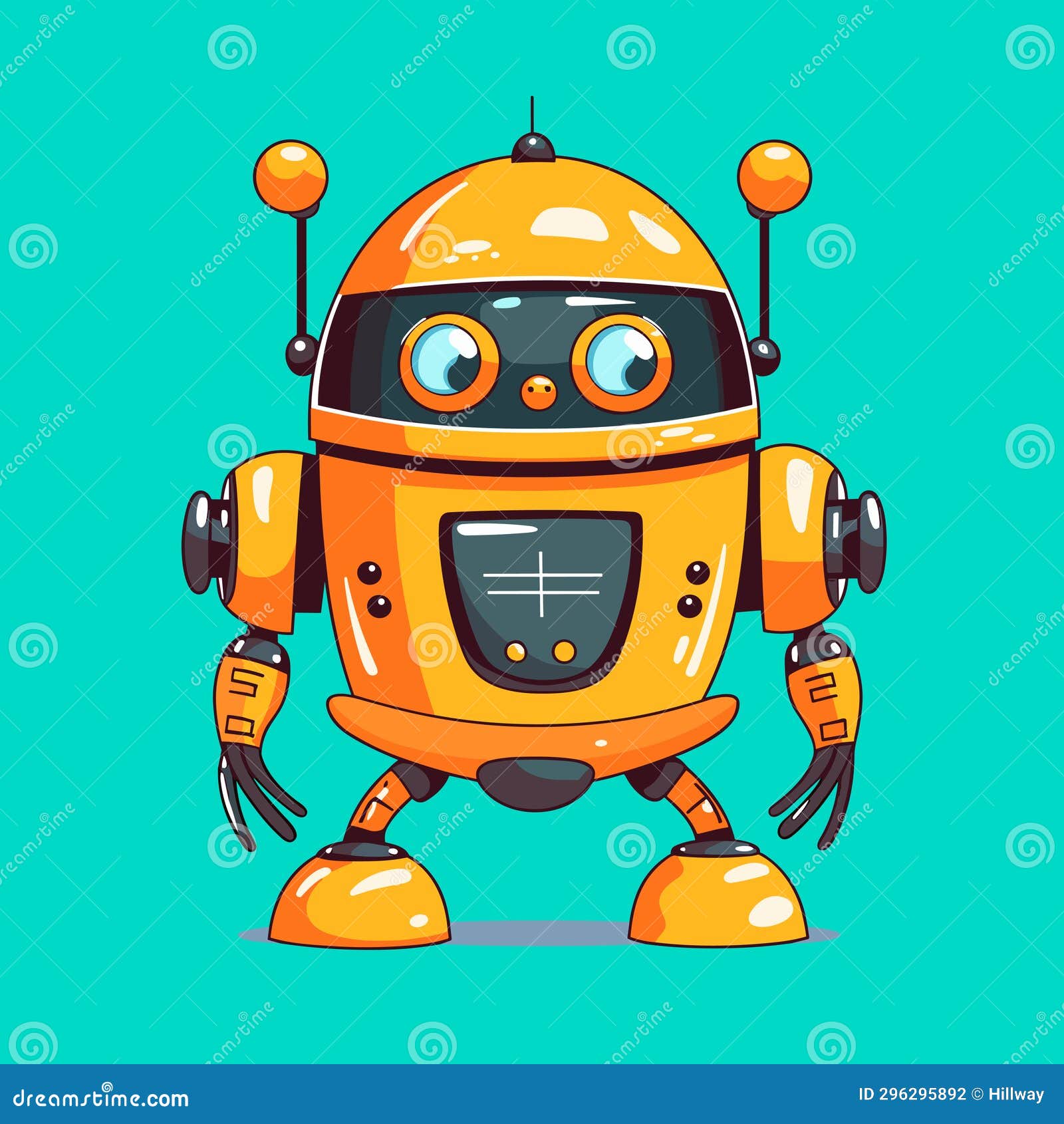 Funny Vector Robot Icon in Flat Style Isolated on Neutral Background ...