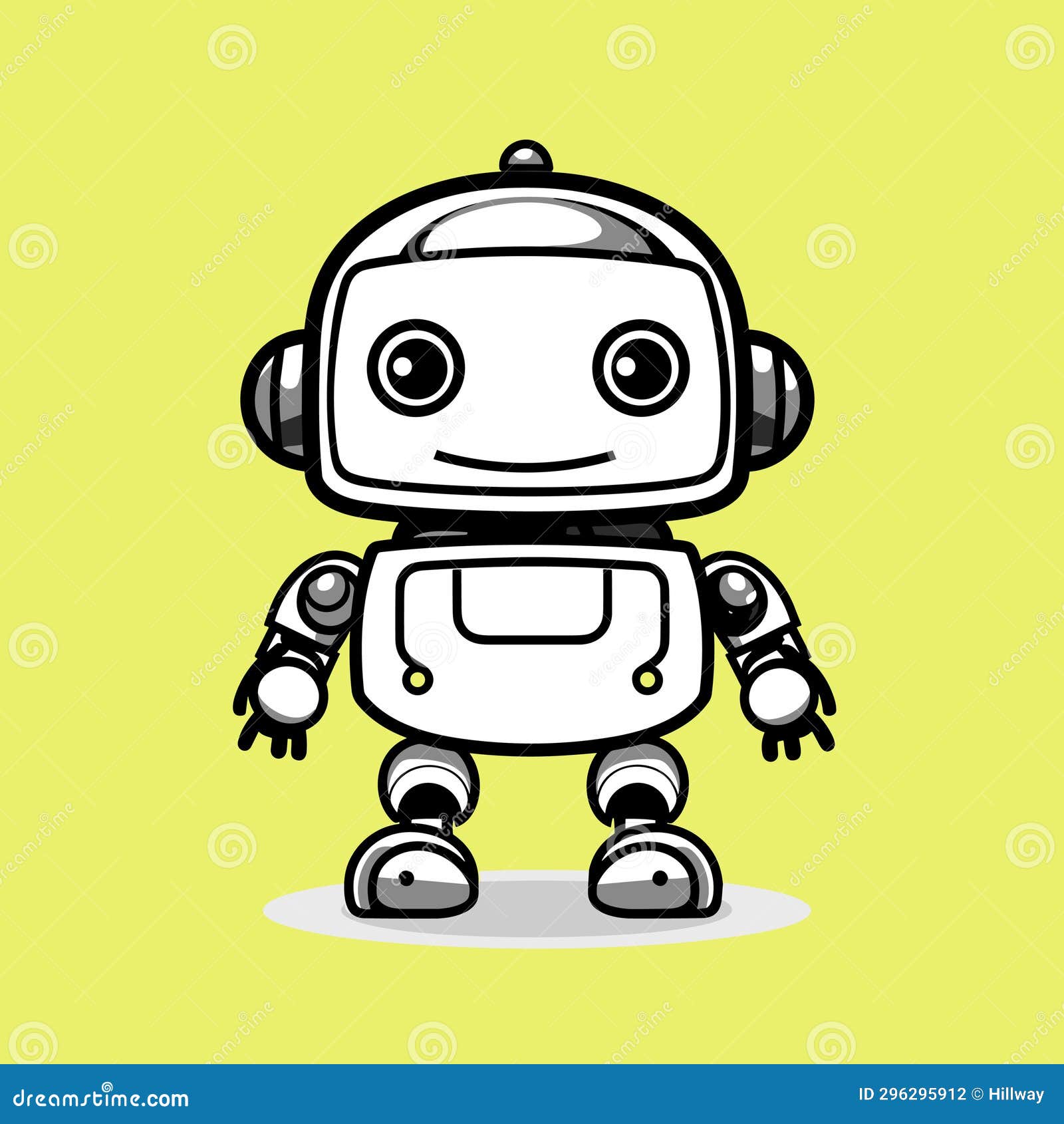 Funny Vector Robot Icon in Flat Style Isolated on Neutral Background ...