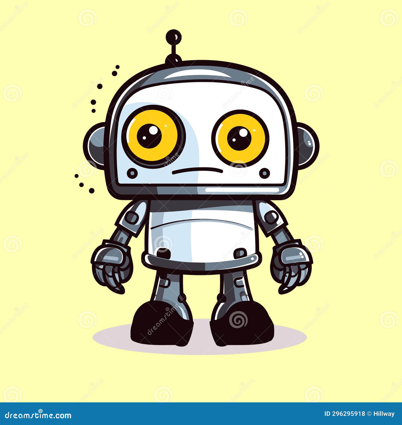 Funny Vector Robot Icon in Flat Style Isolated on Neutral Background ...