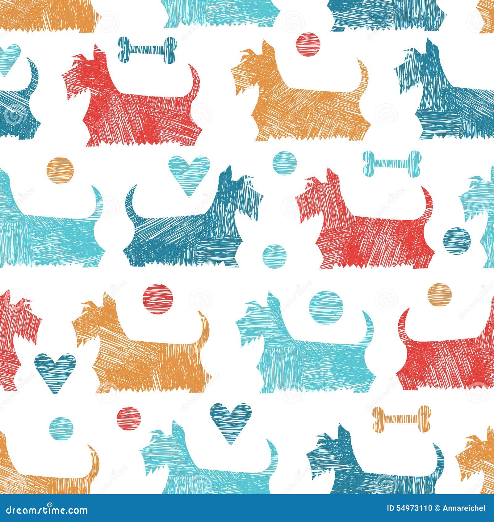 Funny Vector Scottish Terriers Seamless Pattern Stock Vector ...