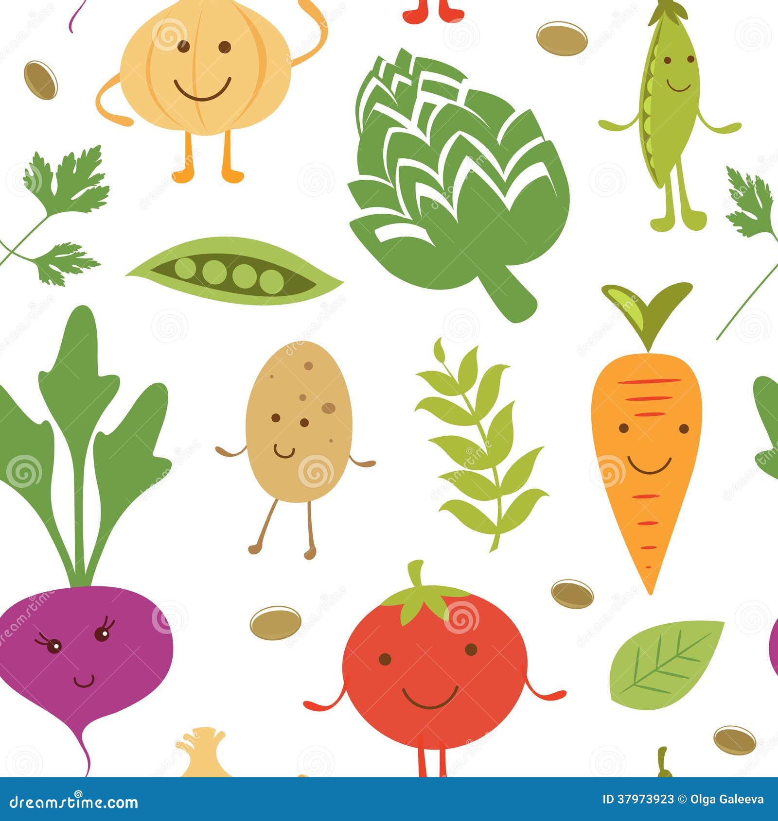 Funny Vegetable Characters Pattern Stock Vector - Illustration of ...