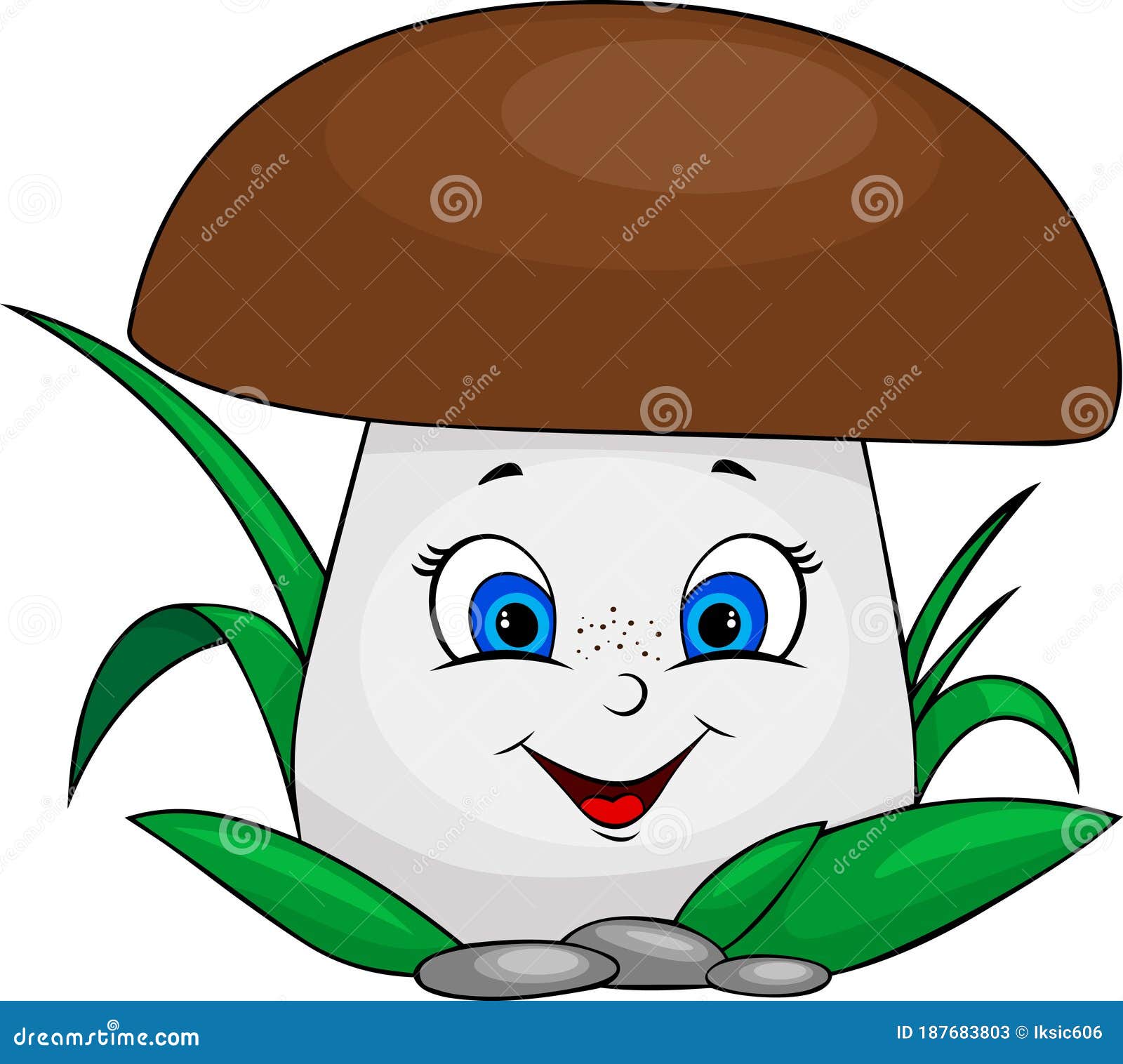 Cartoon Cheerful Fungus in Vector Stock Vector - Illustration of face ...