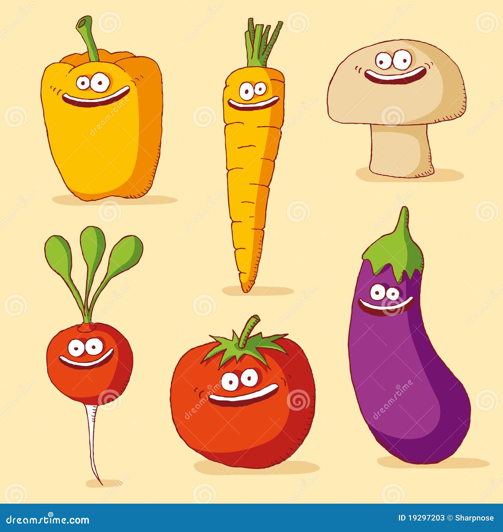 Funny vegetables stock vector. Illustration of drawing - 19297203
