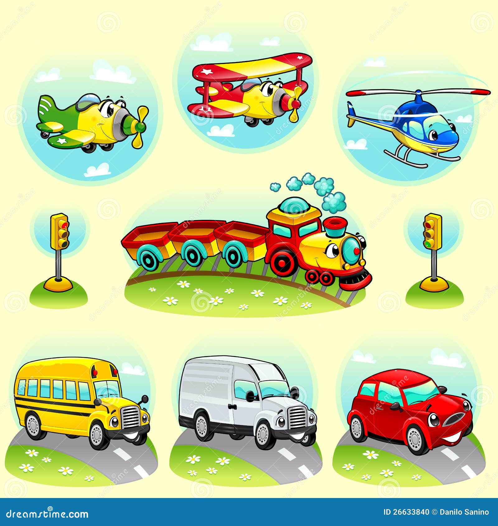 Funny Vehicles In The City. Cartoon Vector | CartoonDealer.com #26339197