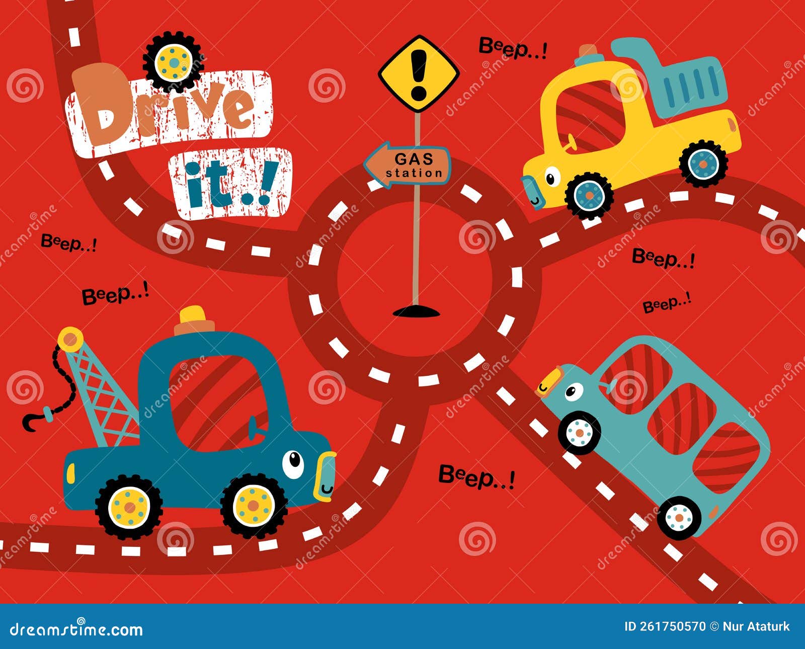 Funny Vehicles In The City. Cartoon Vector | CartoonDealer.com #26339197