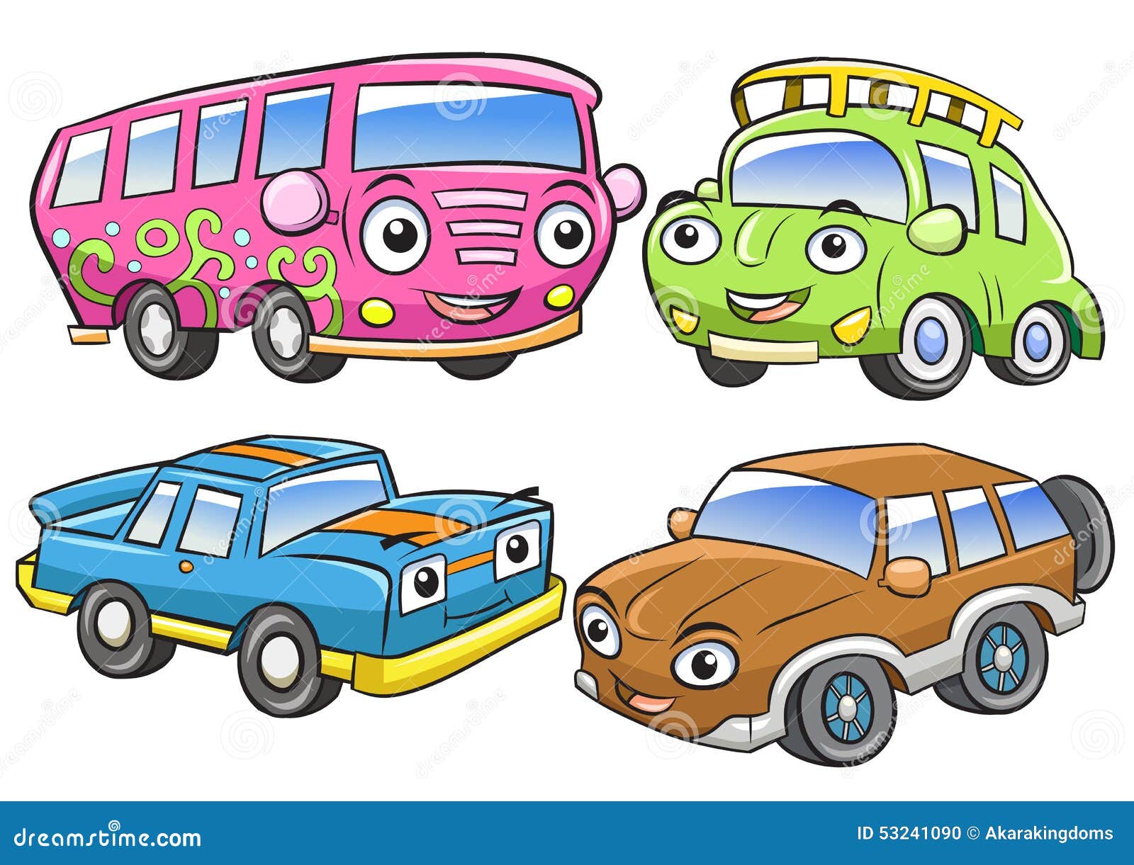 Funny Vehicles. Cartoon and Vector Isolated Characters Stock Vector ...