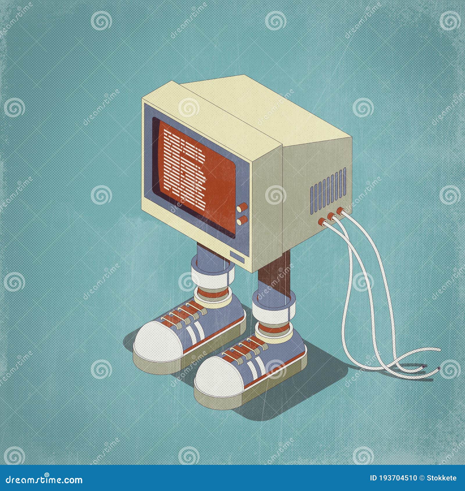 Funny Vintage Computer Character Stock Illustration - Illustration of ...