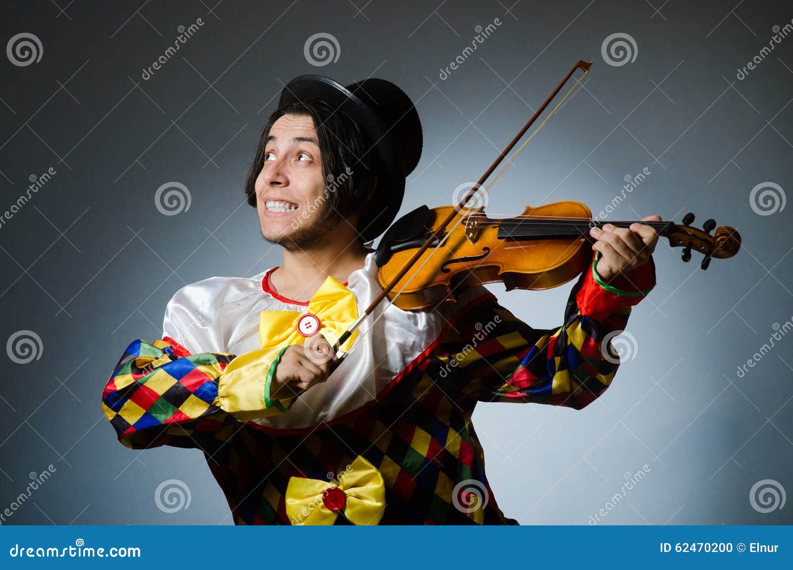 Funny Violin Clown Player in Musical Concept Stock Photo - Image of ...