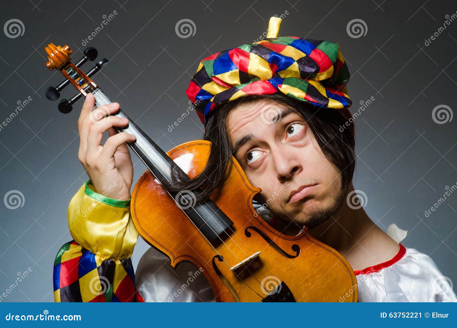 The Funny Violin Clown Player in Musical Concept Stock Image - Image of ...