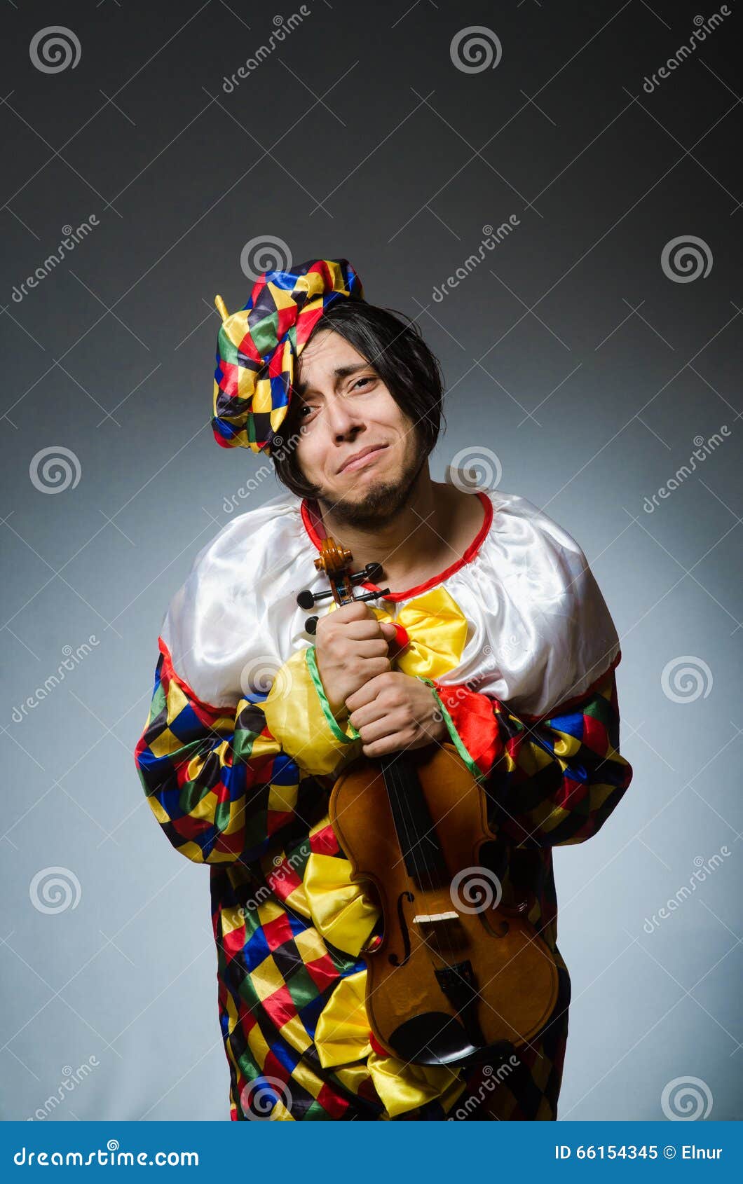 The Funny Violin Clown Player in Musical Concept Stock Image - Image of ...