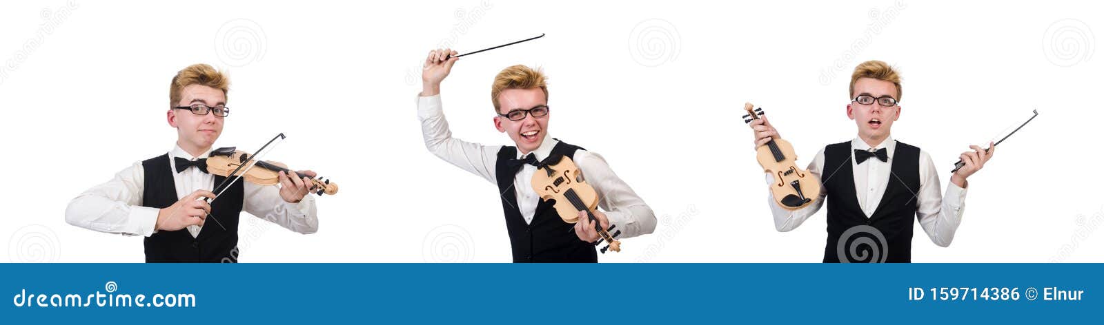 Funny Violin Player Isolated on White Stock Photo - Image of montage ...