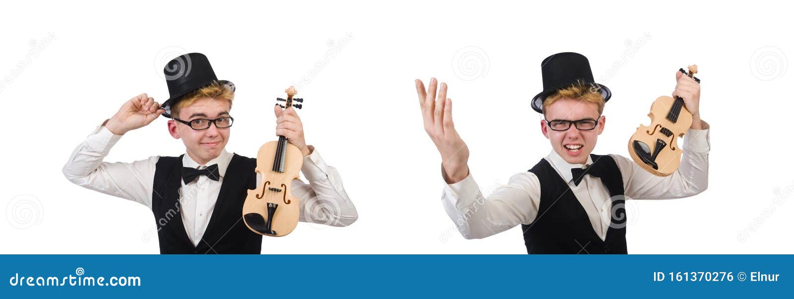 Funny Violin Player Isolated on White Stock Photo - Image of collage ...