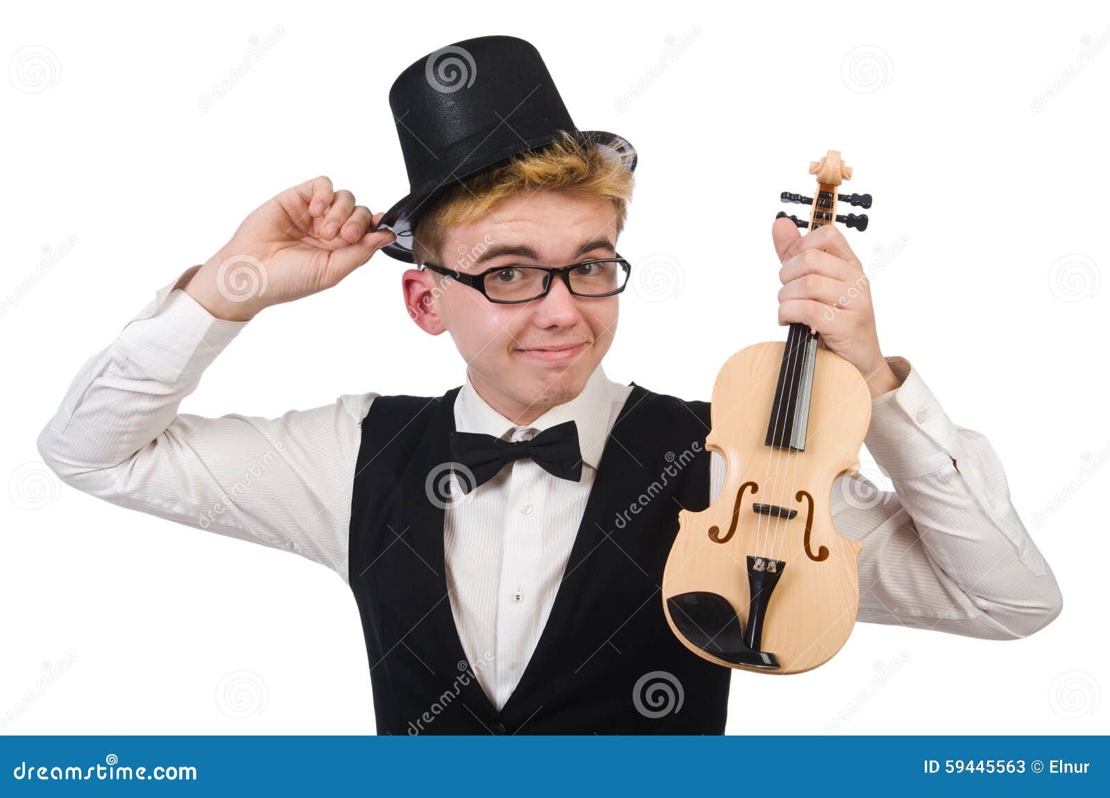 Funny Violin Player Isolated on White Stock Image - Image of artist ...