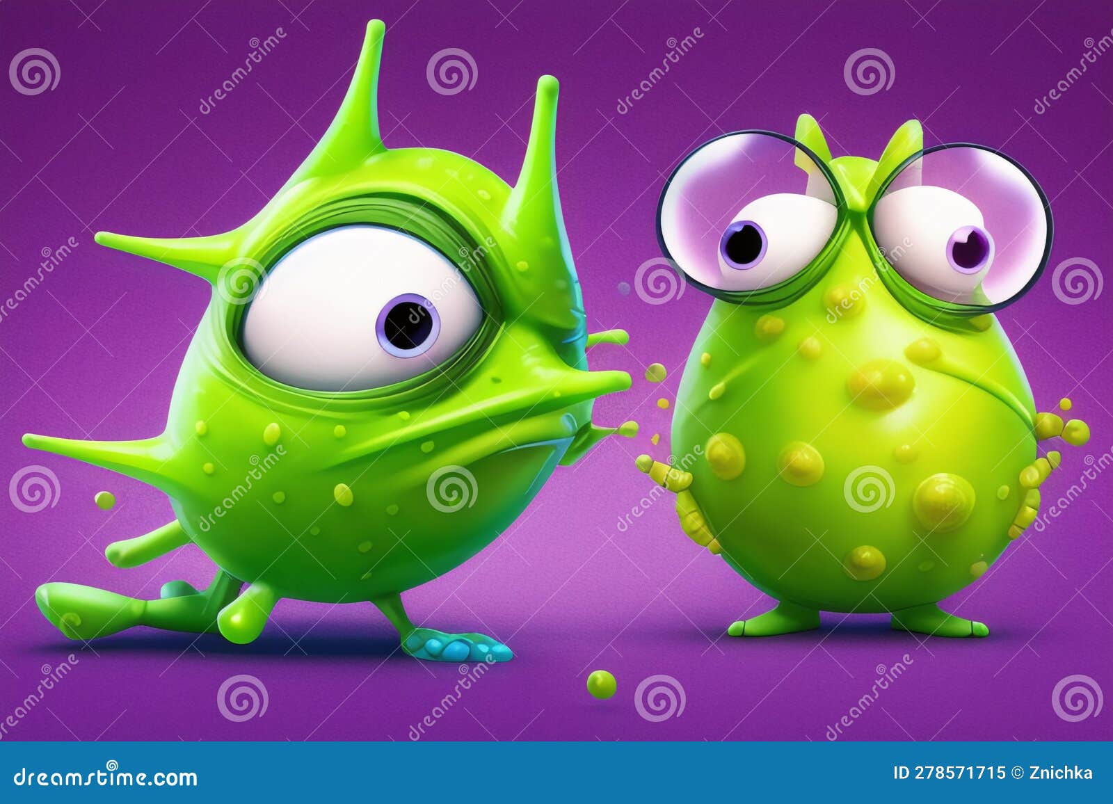A Funny Virus Character with a Grotesque Expression Stock Illustration ...