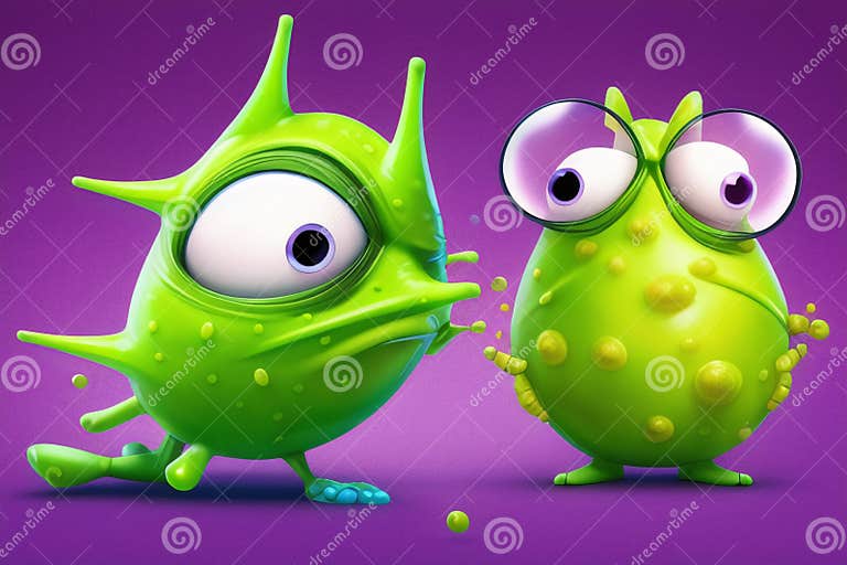 A Funny Virus Character with a Grotesque Expression Stock Illustration ...