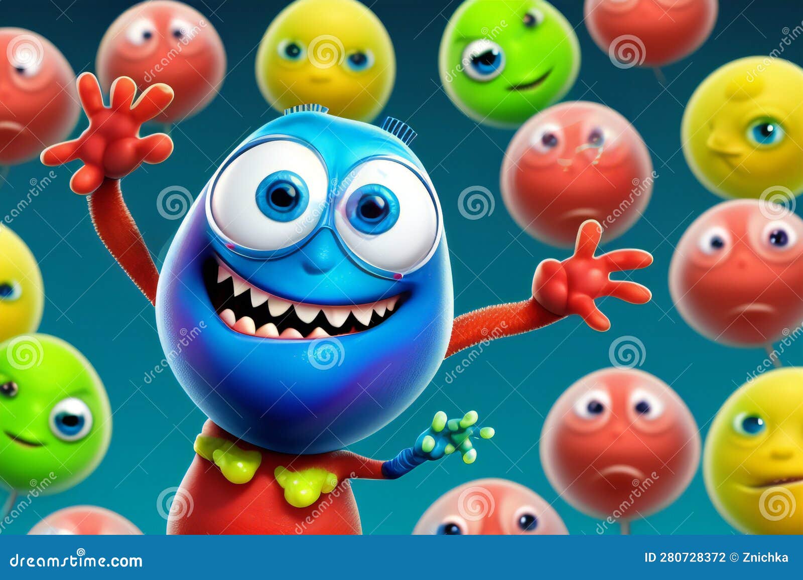 A Funny Virus Character with a Grotesque Expression Stock Illustration ...