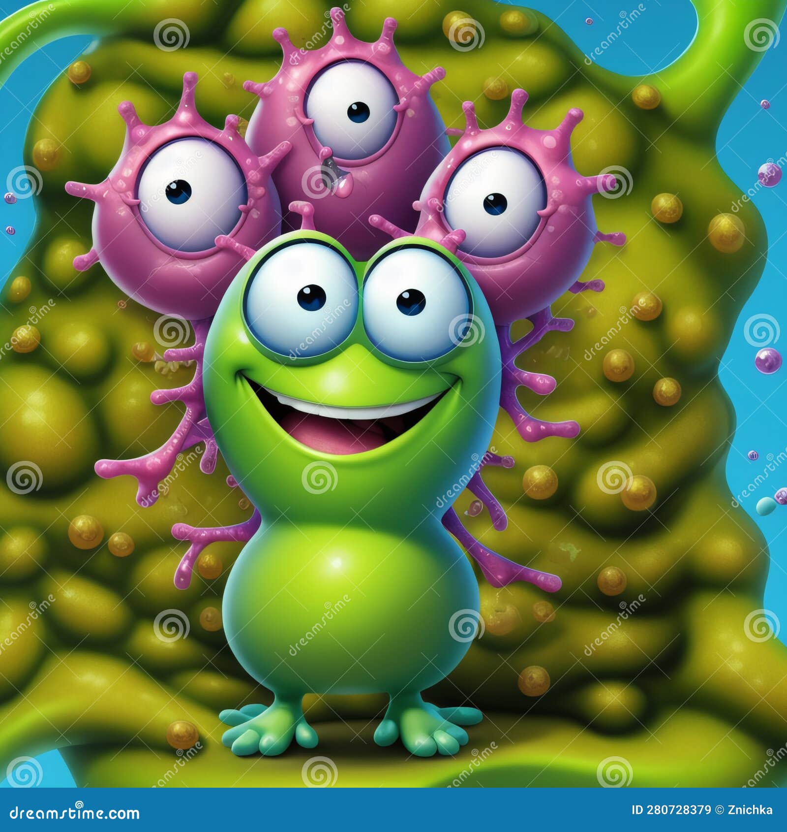 A Funny Virus Character with a Grotesque Expression Stock Illustration ...