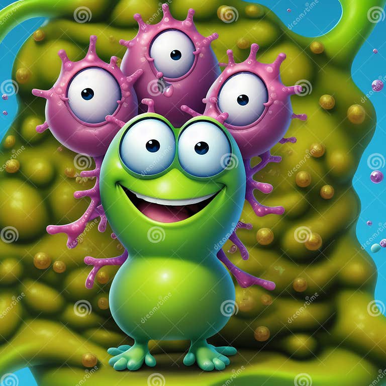 A Funny Virus Character with a Grotesque Expression Stock Illustration ...