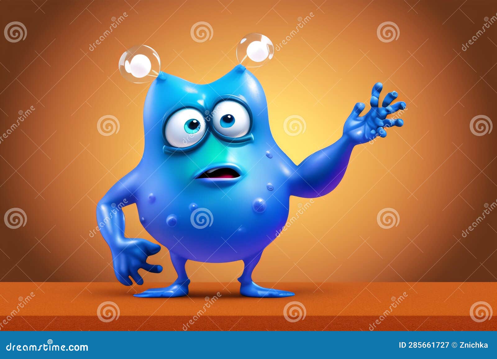 A Funny Virus Character with a Grotesque Expression Stock Illustration ...